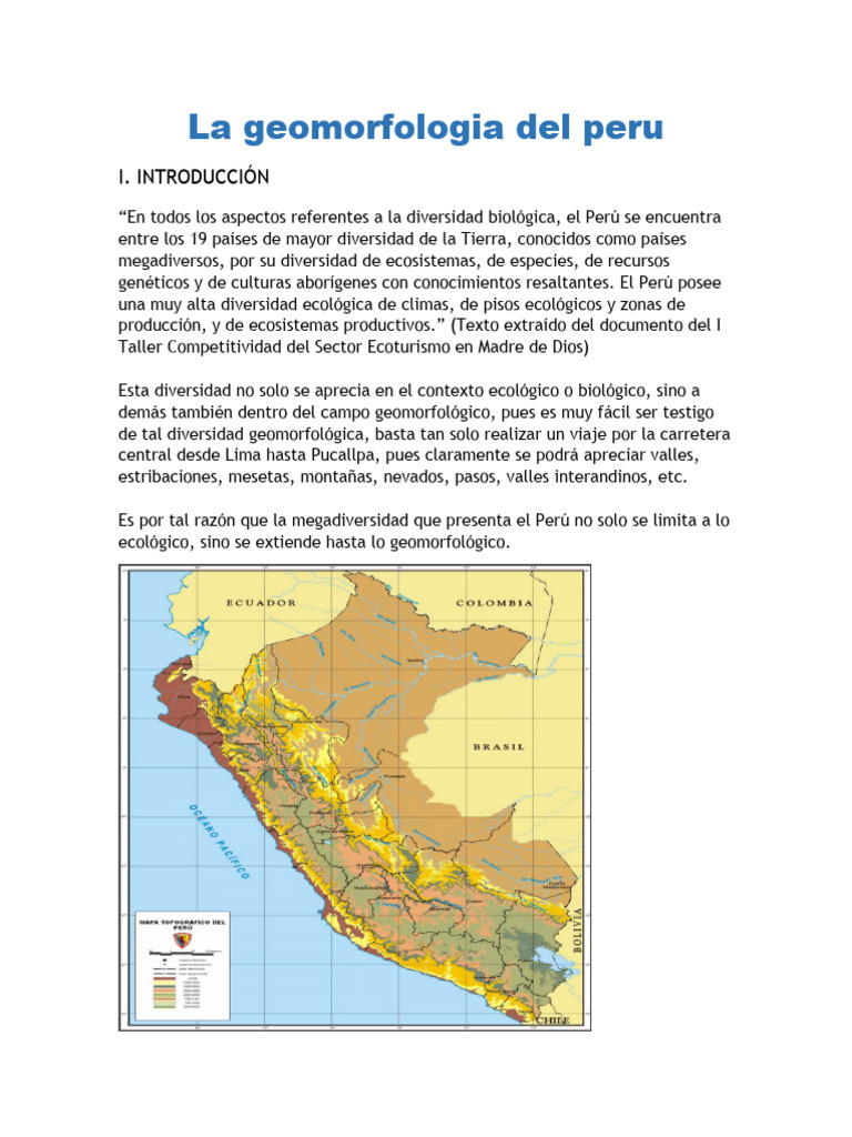 La Geomorfologia Del Peru Anjali | PDF | Perú | Andes