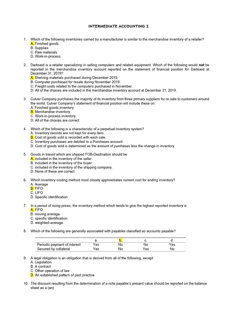 INTERMEDIATE ACCOUNTING PRACTICE SET | PDF