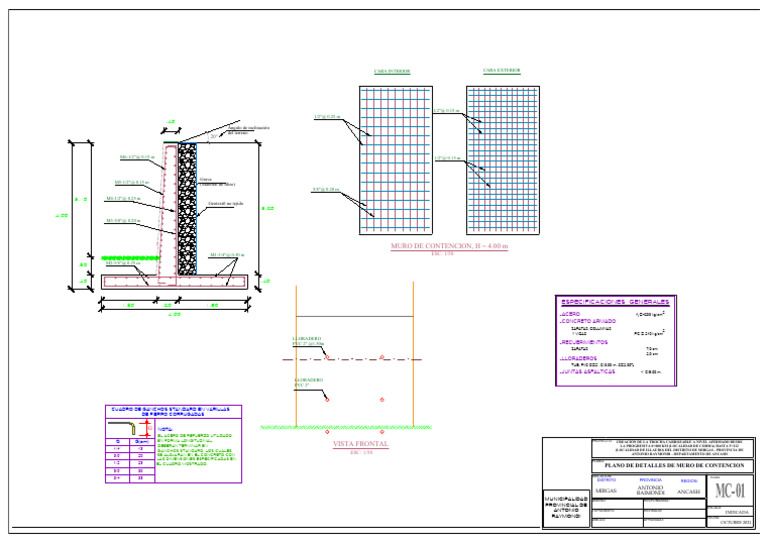 MURO DE CONTENCION PLANO-FINAL-Muros 4.00m A3 | PDF