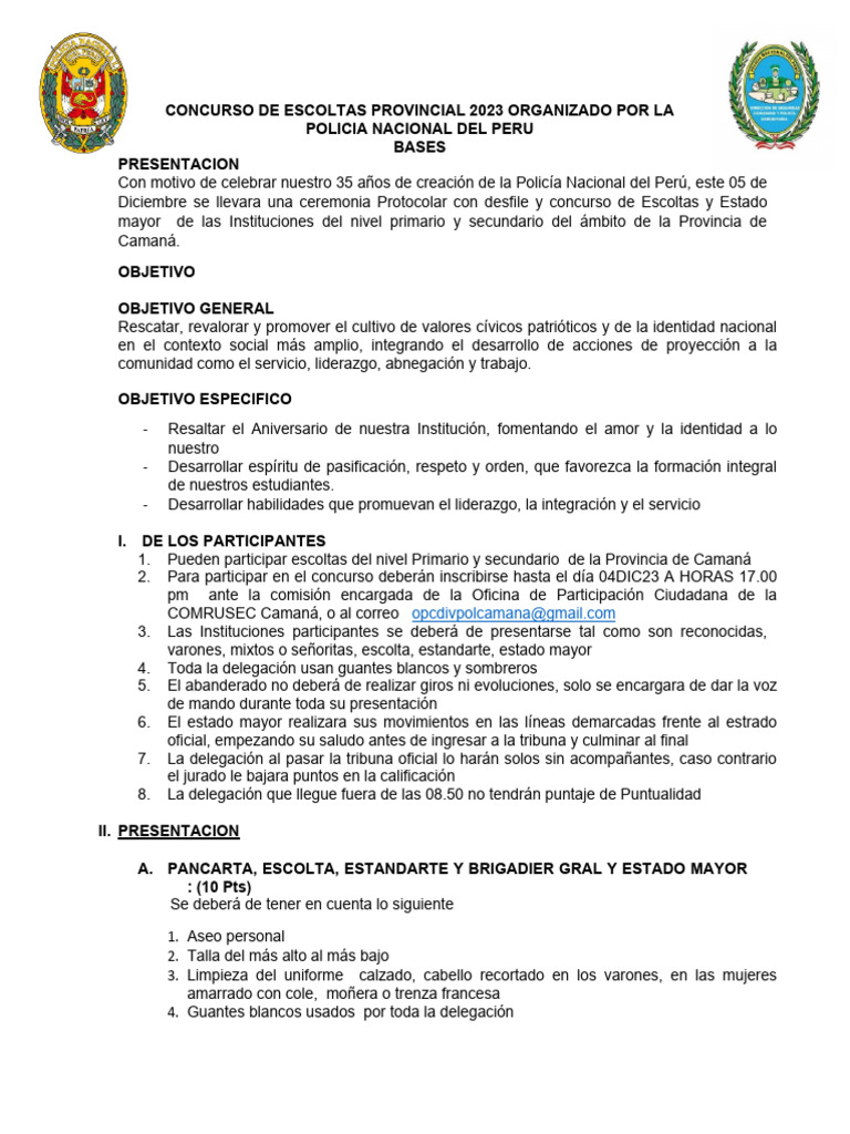 Concurso de Escoltas Provincial 2023 | PDF