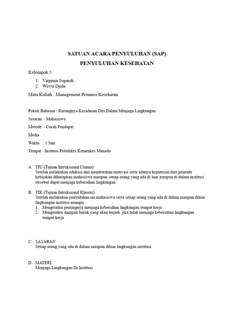 Penyuluhan Kesehatan: Menjaga Lingkungan | PDF | Karier & Perkembangan ...