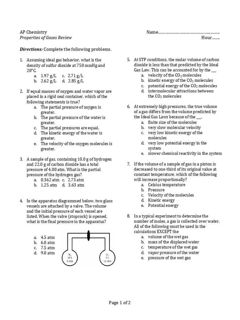 Test Review (1) | PDF | Gases | Mole (Unit)