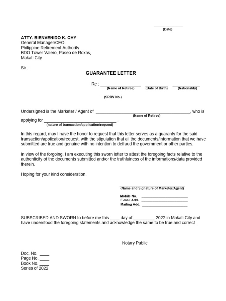 Guarantee Letter | PDF