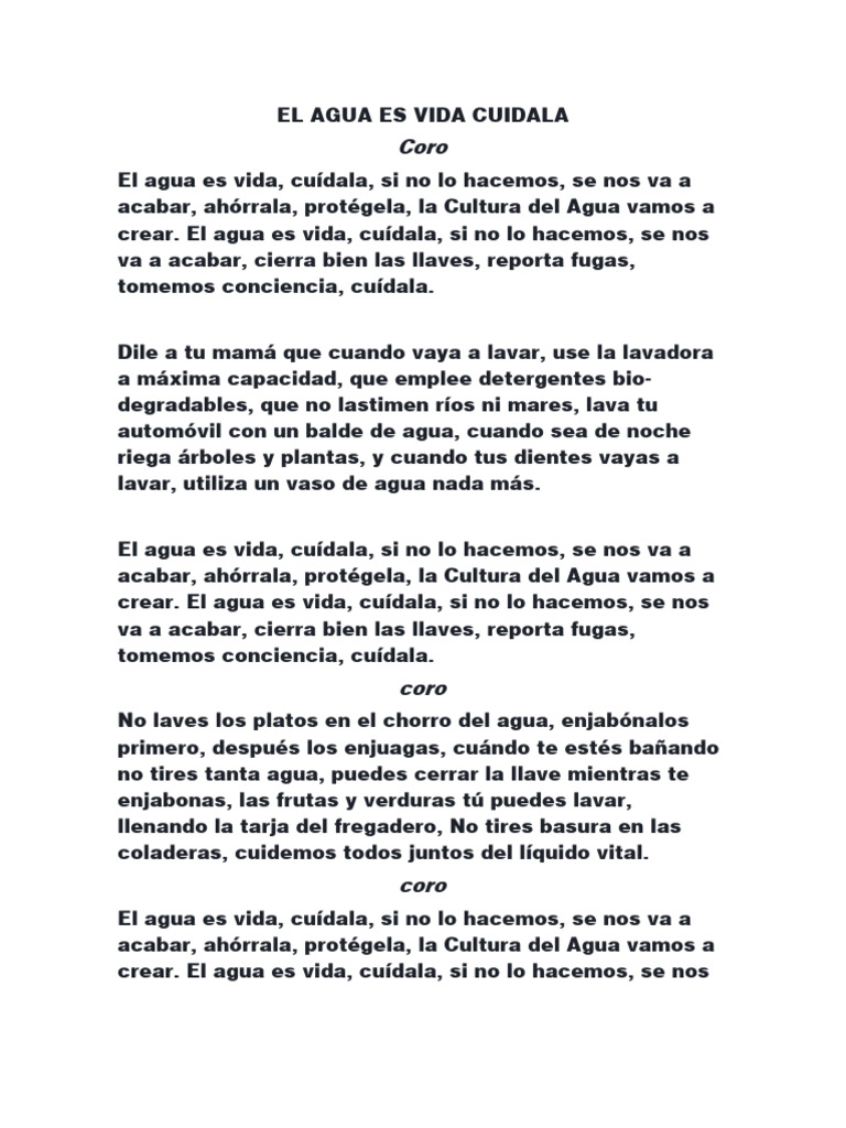 El Agua Es Vida Cuidala | PDF