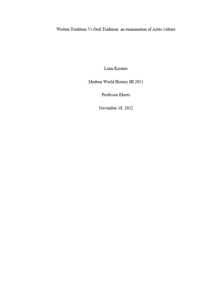Aztec Culture: Oral vs. Written Traditions | PDF | Sacrifice