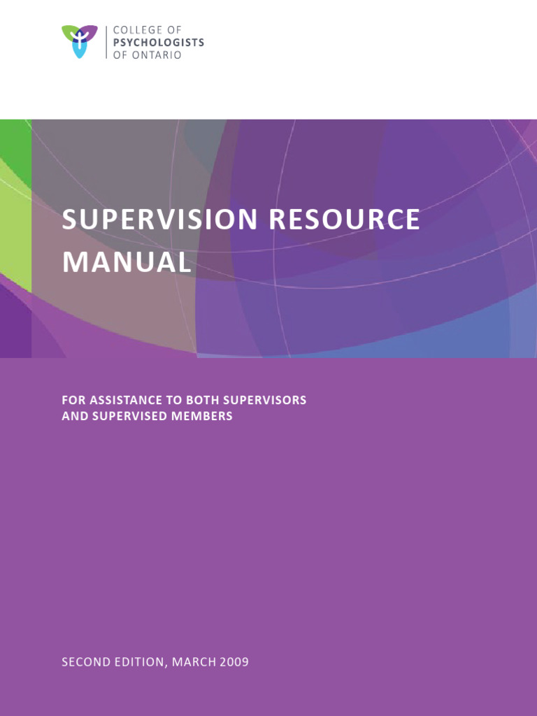 Supervision Resource Manual Second Edition March 2009 | PDF | Medical ...