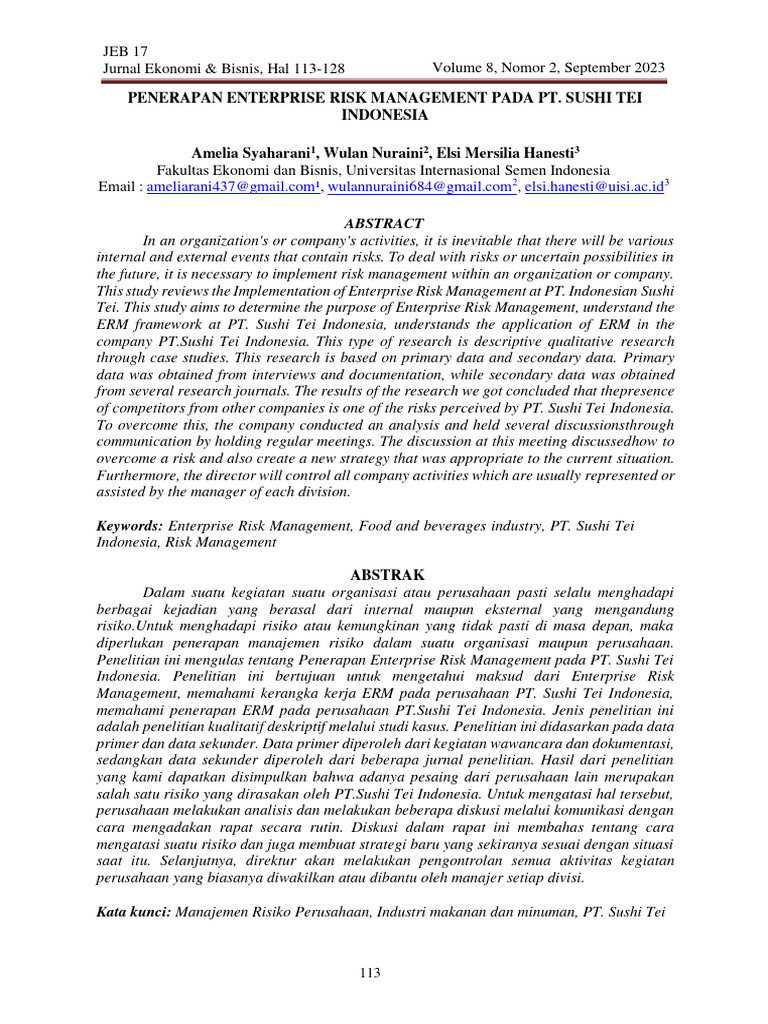 8968-Article Text-33679-1-10-20231010 | PDF | Enterprise Risk Management | Business Economics