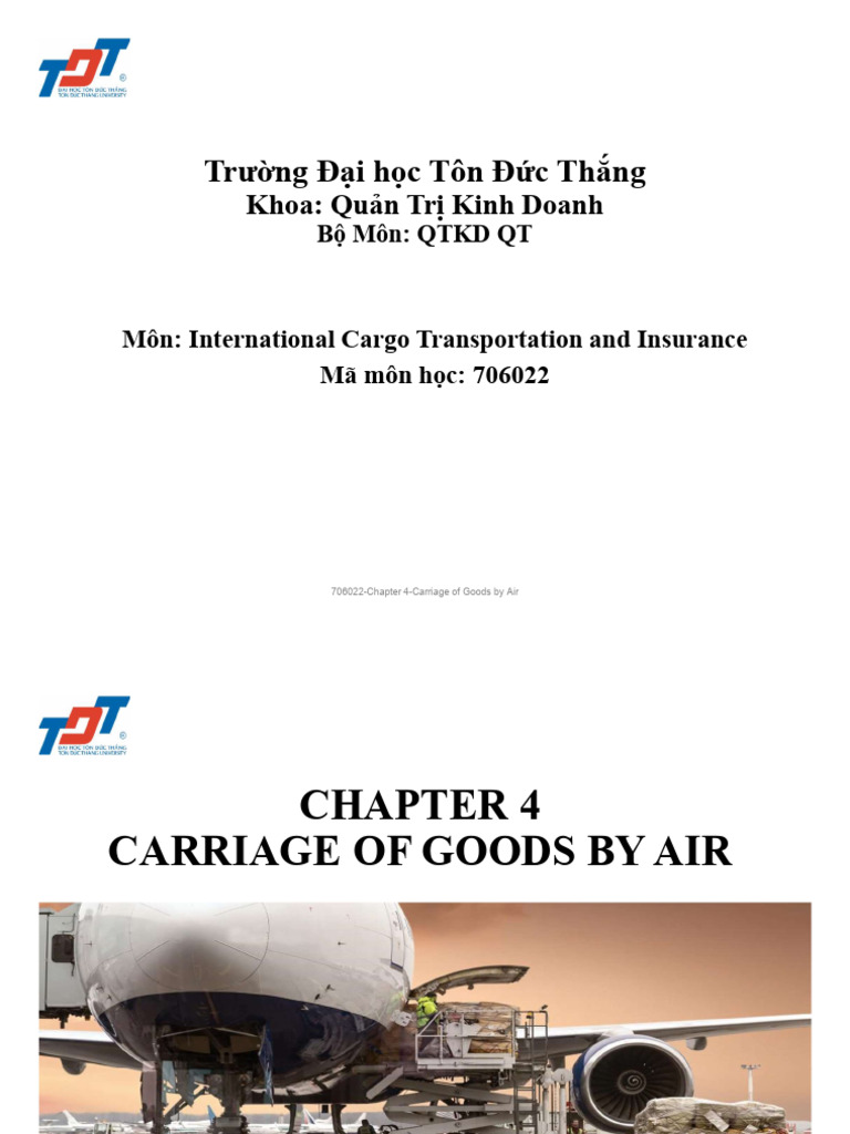 Elearning-Chapter 4-Carriage of Goods by Air - RV | PDF | Transport | Aviation