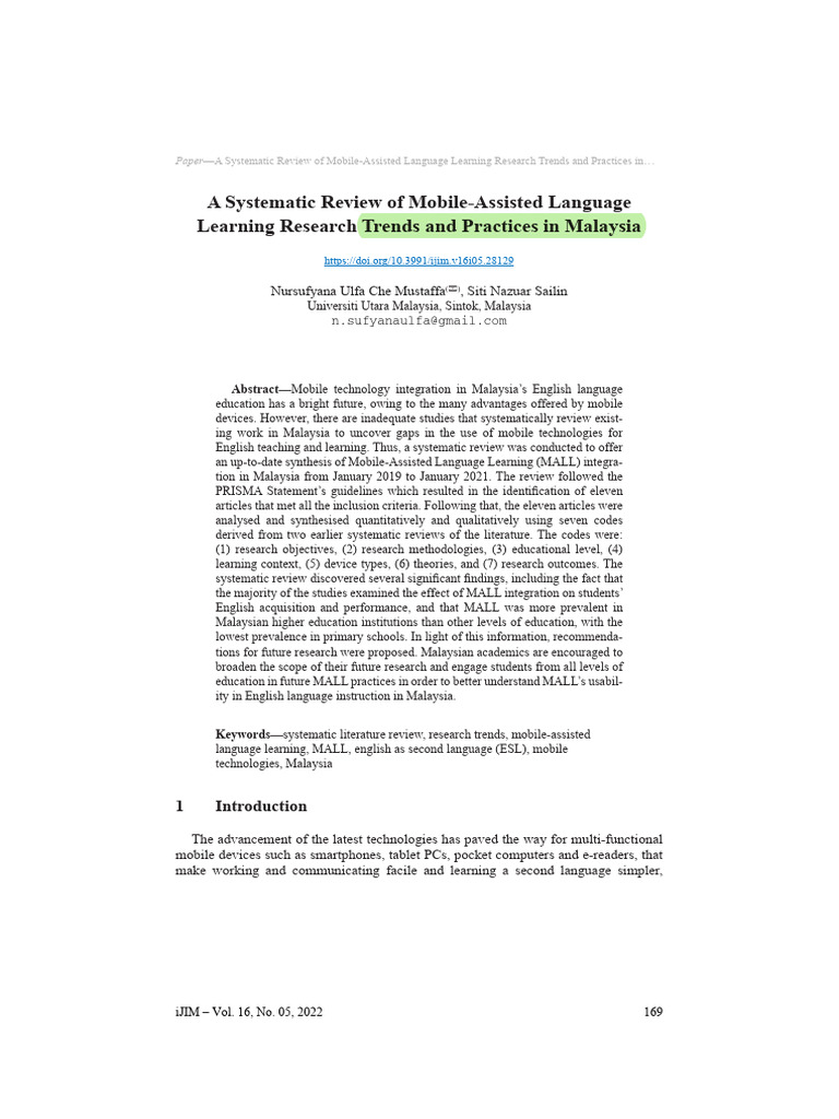 Mustaffa 2022 SCO - A Systematic Review of Mobile-Assisted Language ...