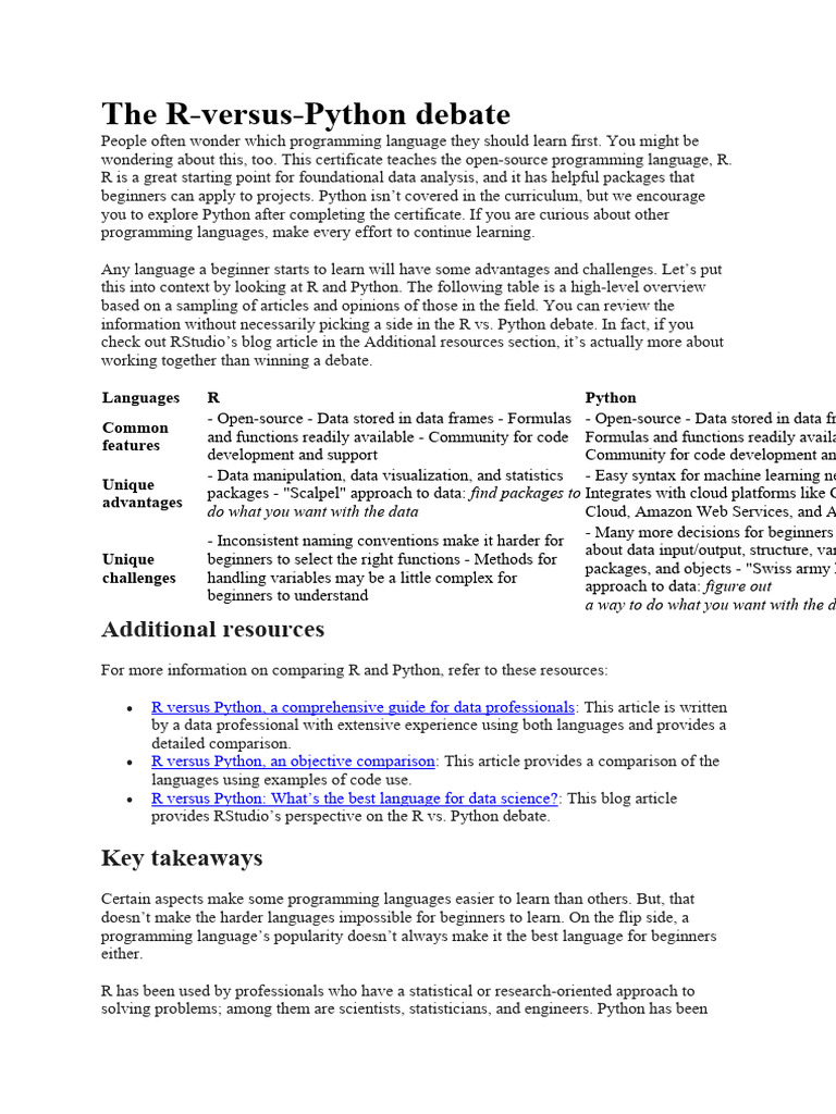 The R Vs Python | PDF