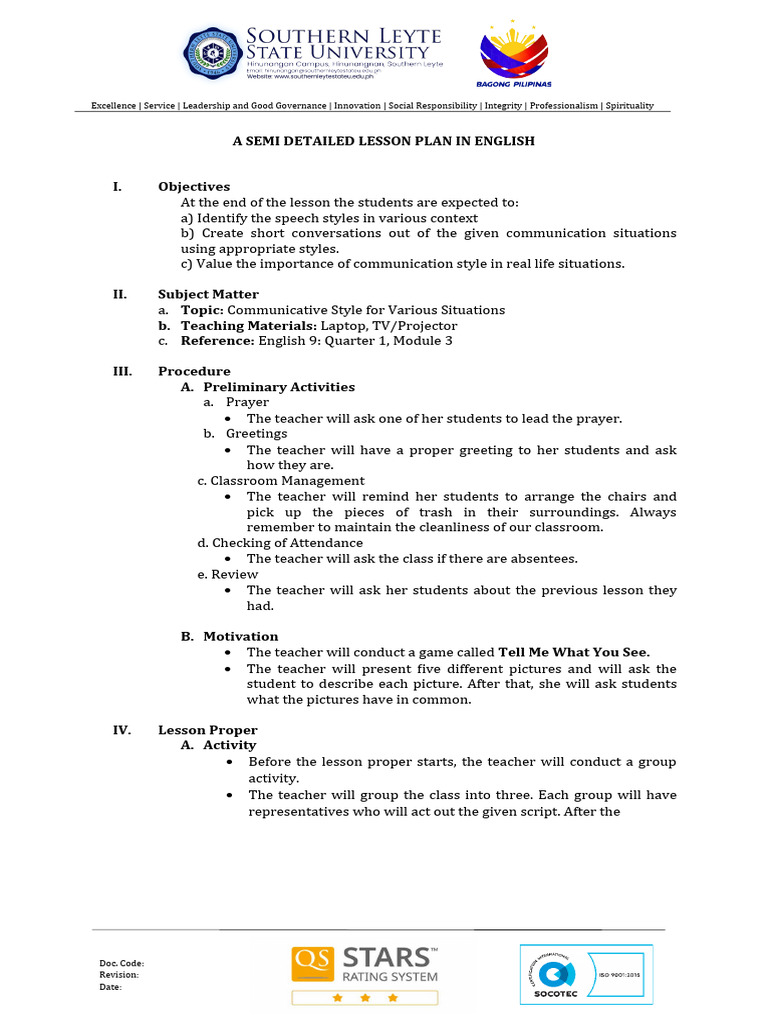 Lesson Plan | PDF | Teachers | Lesson Plan