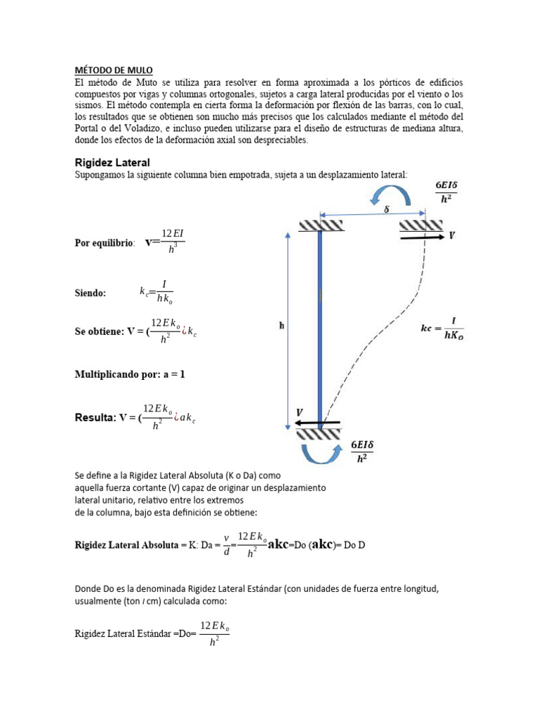 Método Muto para Rigidez Lateral | PDF | Rigidez | Viga (Estructura)