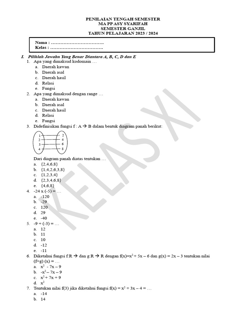 PTS Matematika Xi | PDF | Sains & Matematika | Komputer