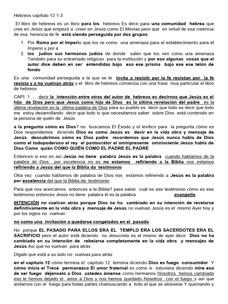 Hebreos Capítulo 12 1 | PDF | Jesús | Dios