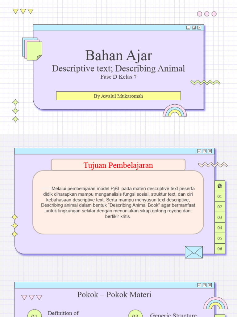 Bahan Ajar _ Descriptive text | PDF | Verb | Adjective