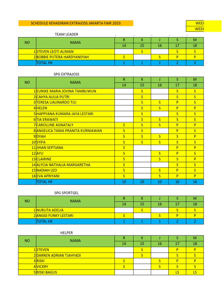 Schedule Fix Extrajoss PRJ | PDF