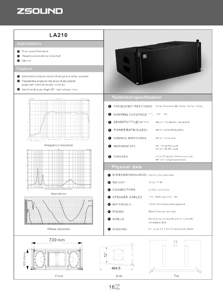 ZSOUND LA210 Specifications | PDF