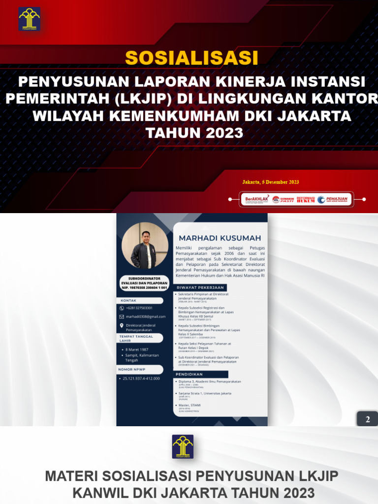 Sosialisasi Penyusunan LKJIP 2023 | PDF