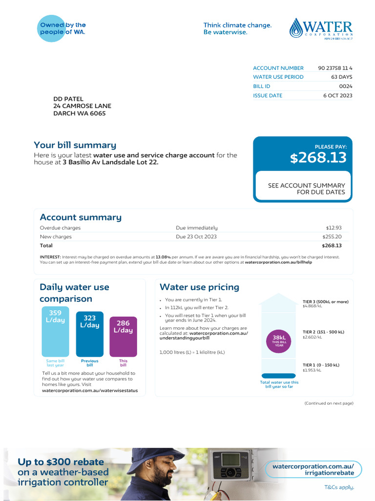 9023758114-B0024-01 - Water Use and Service Charge Account | PDF ...