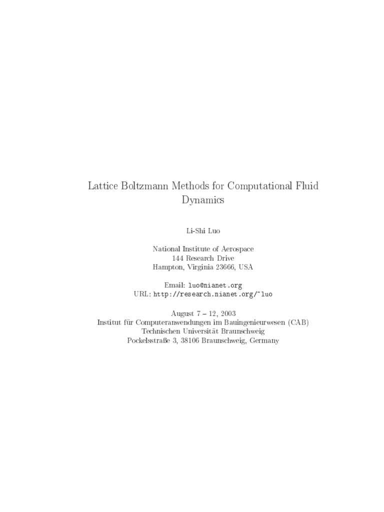 Lattice Boltzmann Methods For Computational Fluid Dynamics | PDF ... Lattice Boltzmann Methods For Computational Fluid Dynamics | PDF ...