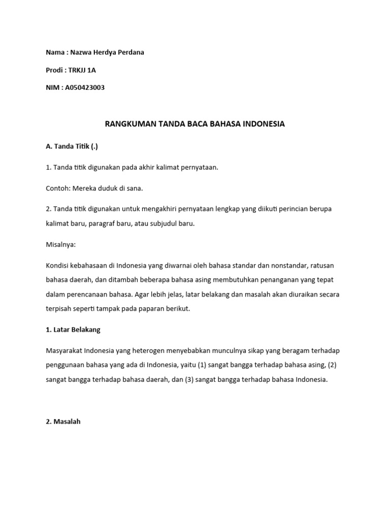 Penggunaan Tanda Baca EYD | PDF Penggunaan Tanda Baca EYD | PDF