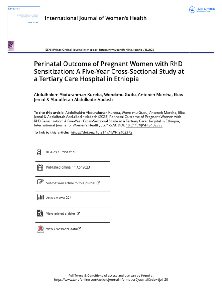 Perinatal Outcome of Pregnant Women With RHD Sensitization A Five-Year ...