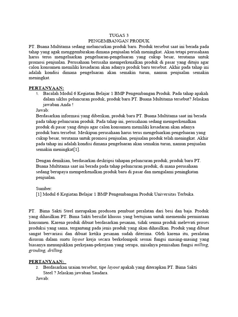 Tugas 3 Pengembangan Produk | PDF | Karier & Perkembangan | Bisnis