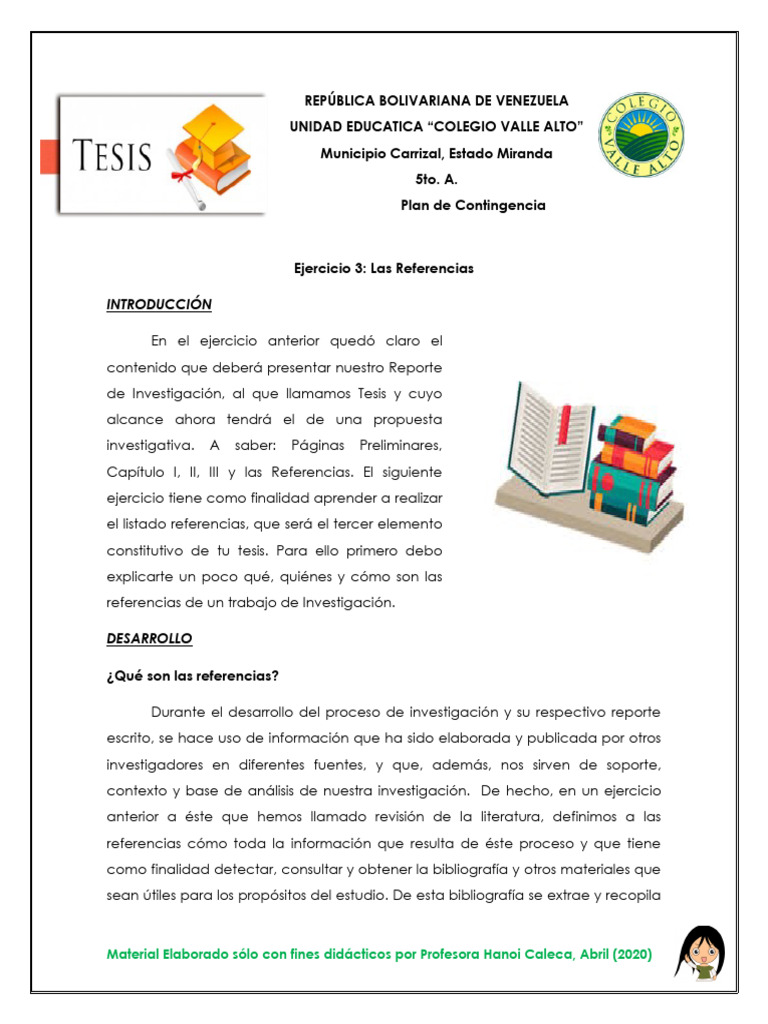 Ejercicio Las Referencias 5to | PDF | Estilo apa | Información