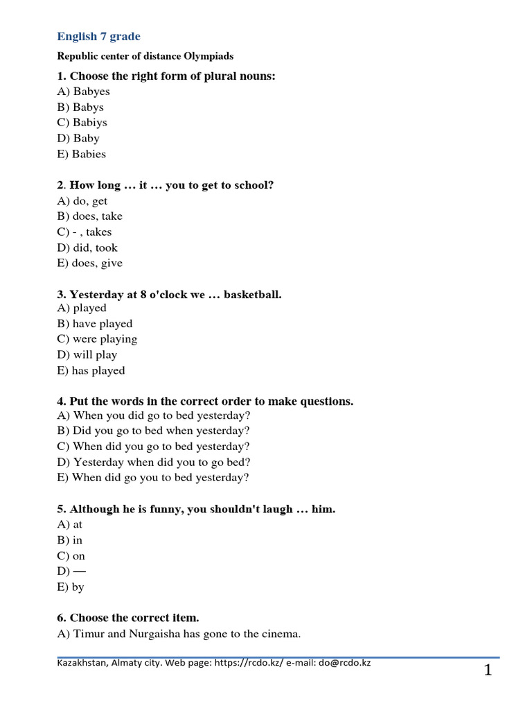 English 7 grade | PDF | Linguistic Typology | Grammar