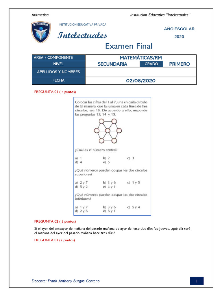 EXAMEN FINAL DE RM | PDF