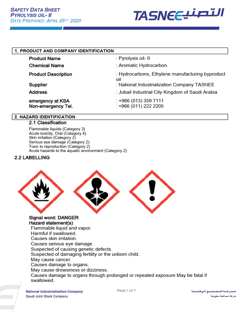 Solvents Sds Pyrolysis Oil II | PDF | Firefighting | Personal ...