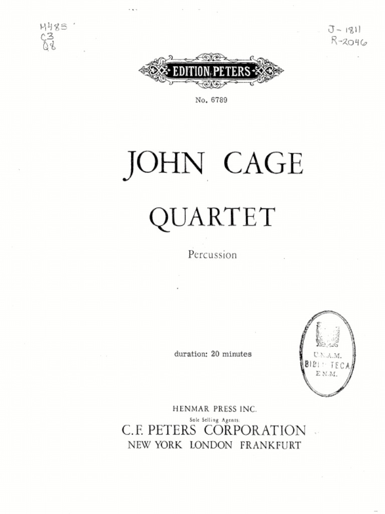 John Cage - Quartet For Percussion1 | PDF