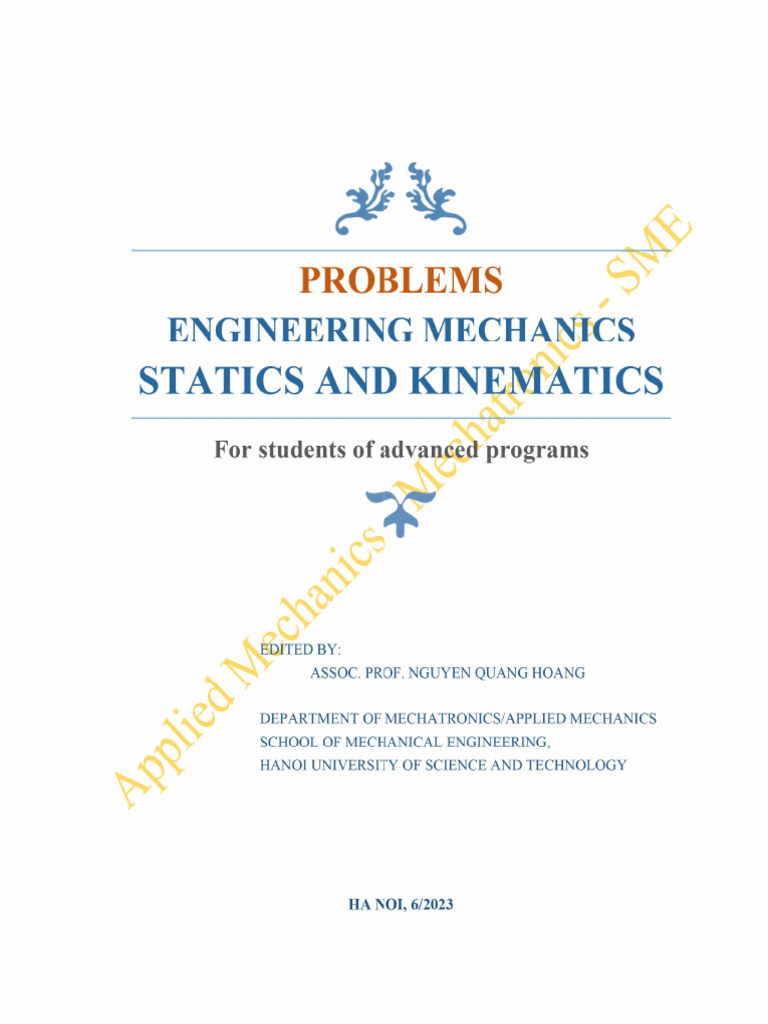 Problem Statics Kinematics 2023 | PDF