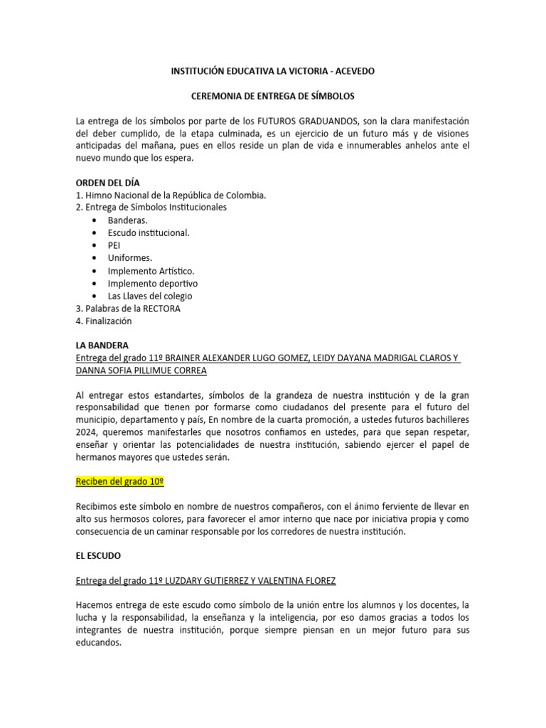 Entrega de Simbolos | PDF