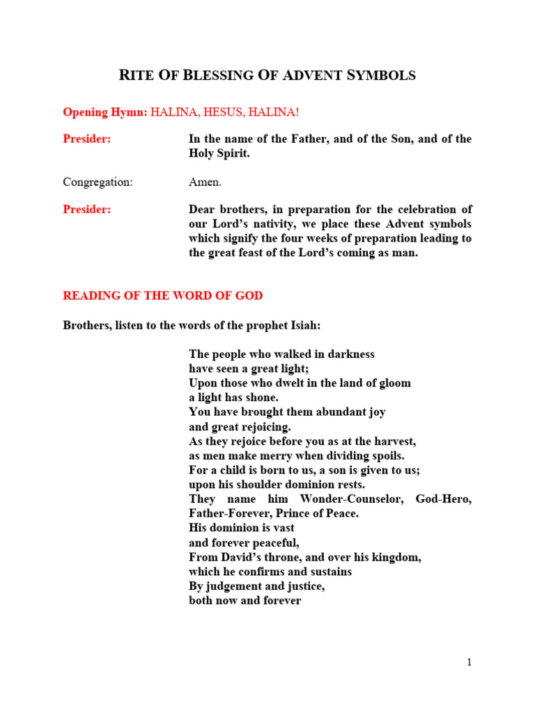 Blessing of Advent Symbols | PDF | Prayer | Advent