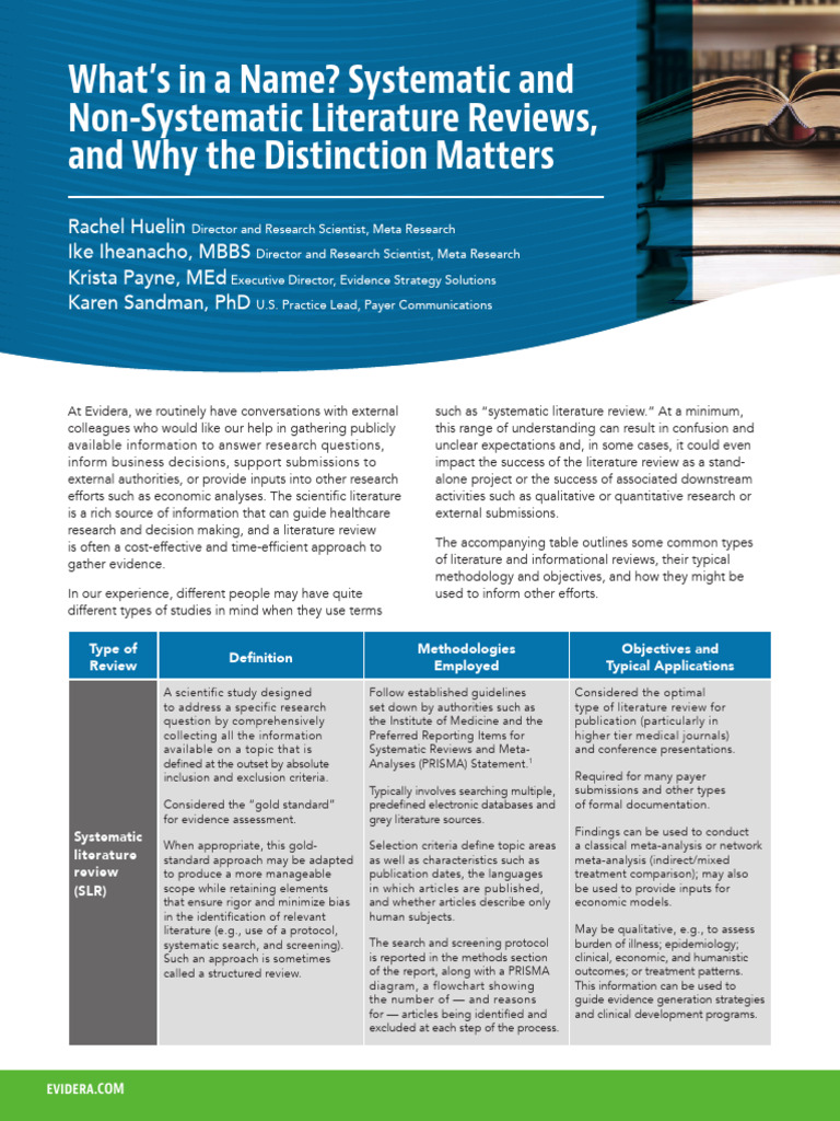 Whats in A Name Systematic and Non Systematic Literature Reviews and ...