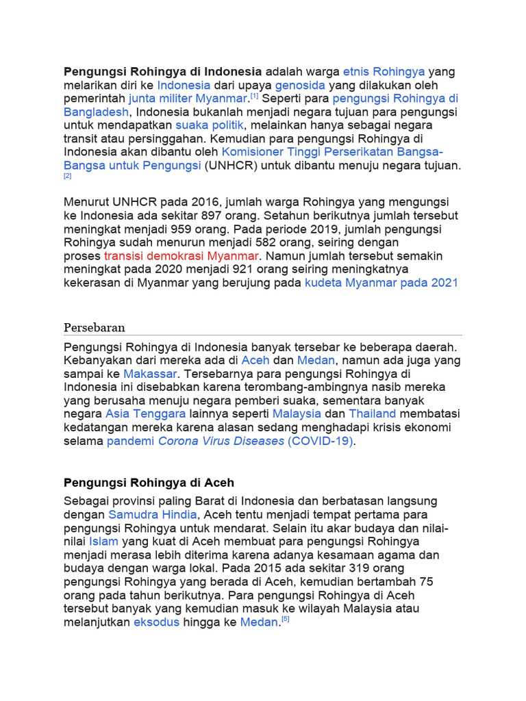 Pengungsi Rohingya Di Indonesia | PDF