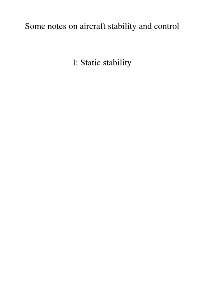 Static Stability | PDF | Flight Dynamics (Fixed Wing Aircraft ...