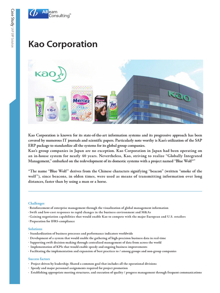 Kao Corporation Study Case | PDF | Performance Indicator | Enterprise ...