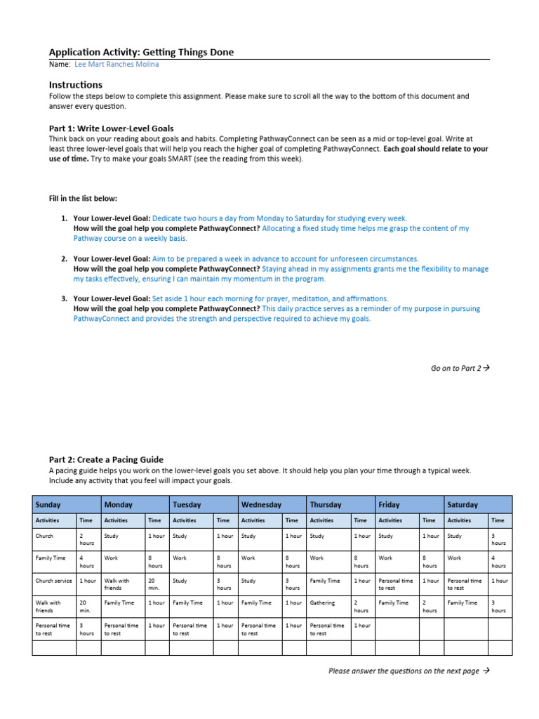 pc101 Applicationactivity Gettingthingsdone | PDF | Motivation | Motivational