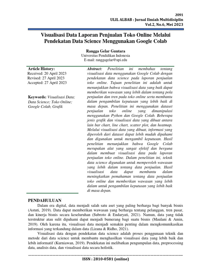 Visualisasi Data Laporan Penjualan Toko Online Melalui Pendekatan Data ...