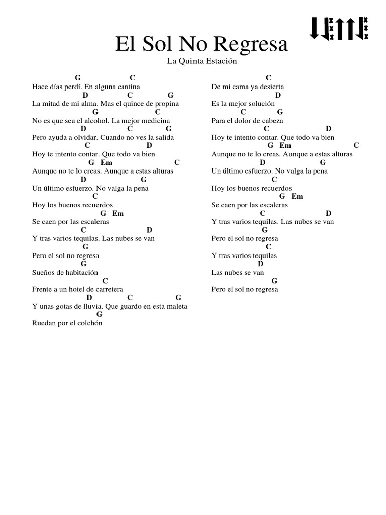 El Sol No Regresa - La Quinta Estación | PDF