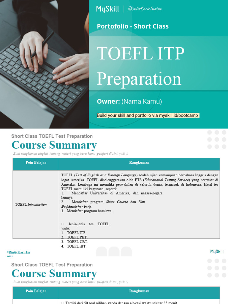 Short - Class - Portfolio - TOEFL - ITP - Preparation (Ali S.Z) | PDF