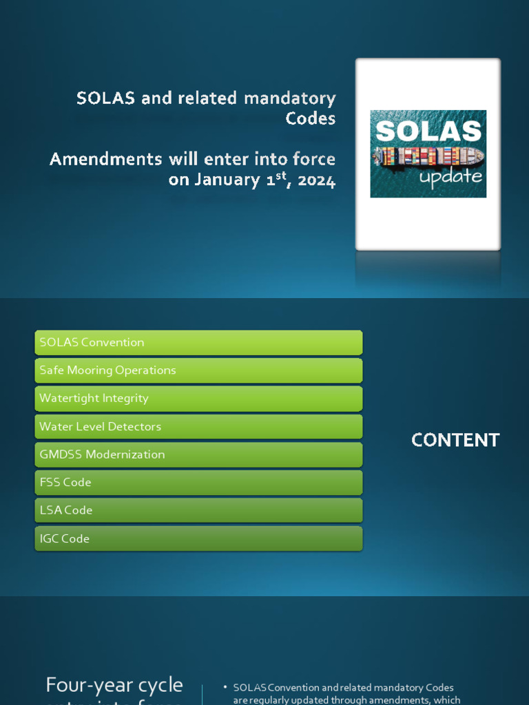 SOLAS 2024 Amendments Overview | PDF | Transport | Freight Transport