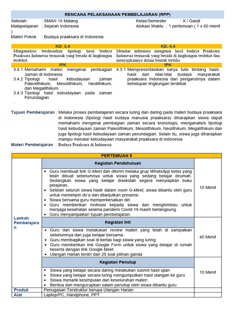 Tugas RPP SMA 5 | PDF