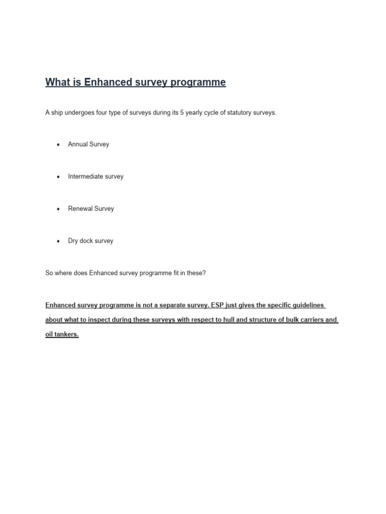 Enhanced Survey Programme in Detail | PDF | Ships | Surveying