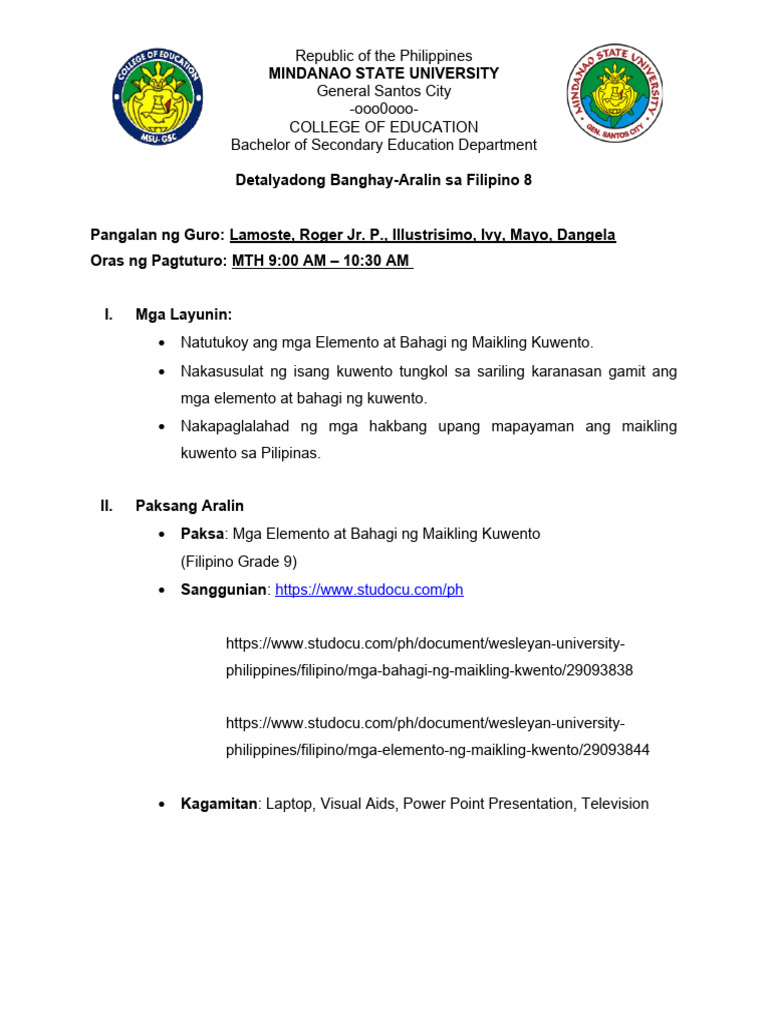 Lesson Plan Lesson Final Na Dyud | PDF