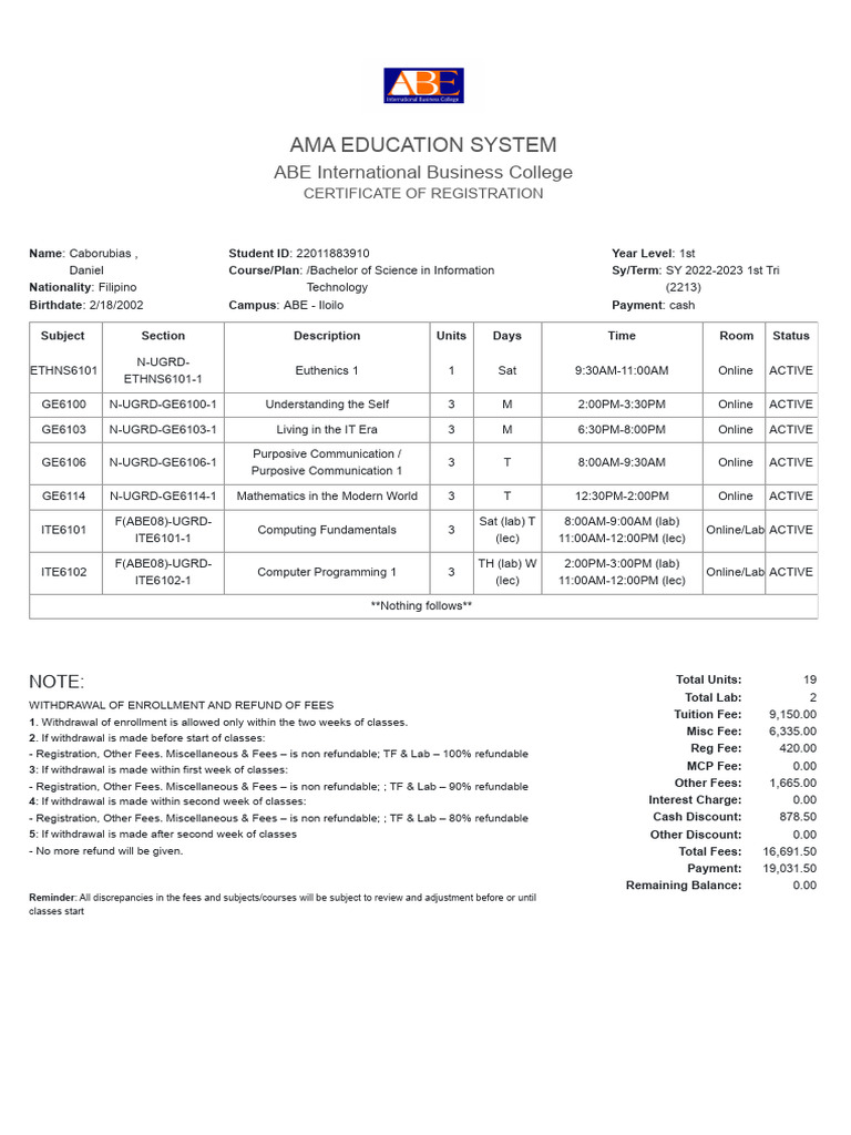 Ama Education System: ABE International Business College | PDF | Money