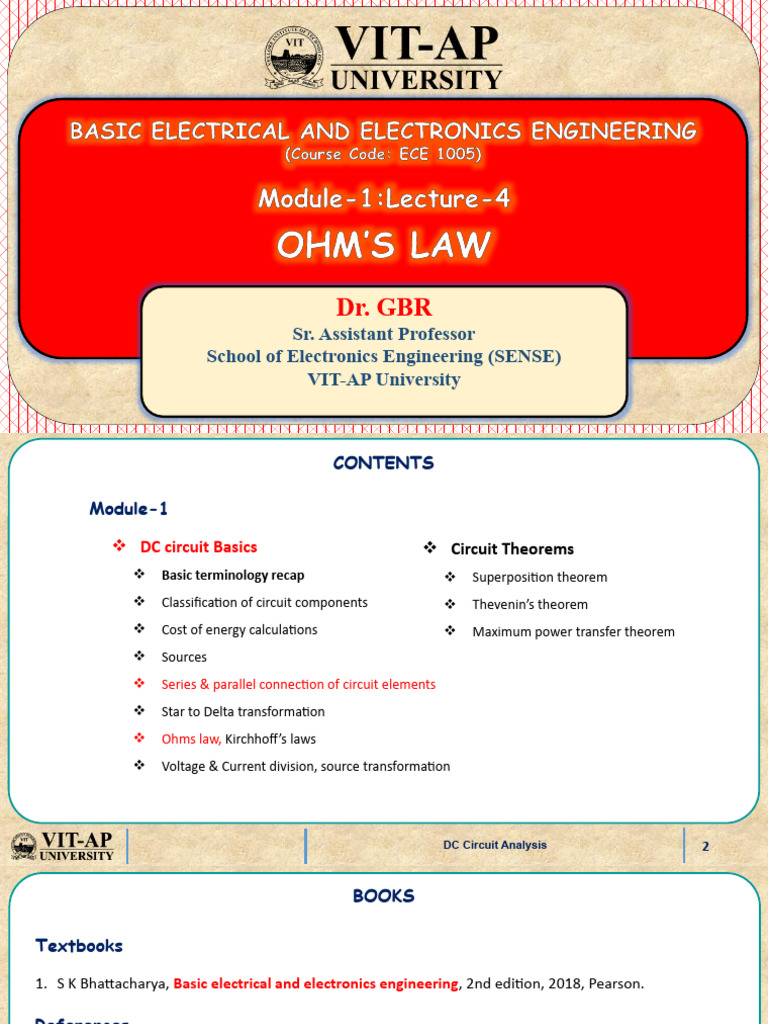 BEEE Module 1-DC Circuit Analysis Lecture-4 | PDF | Series And Parallel Circuits | Electrical ...