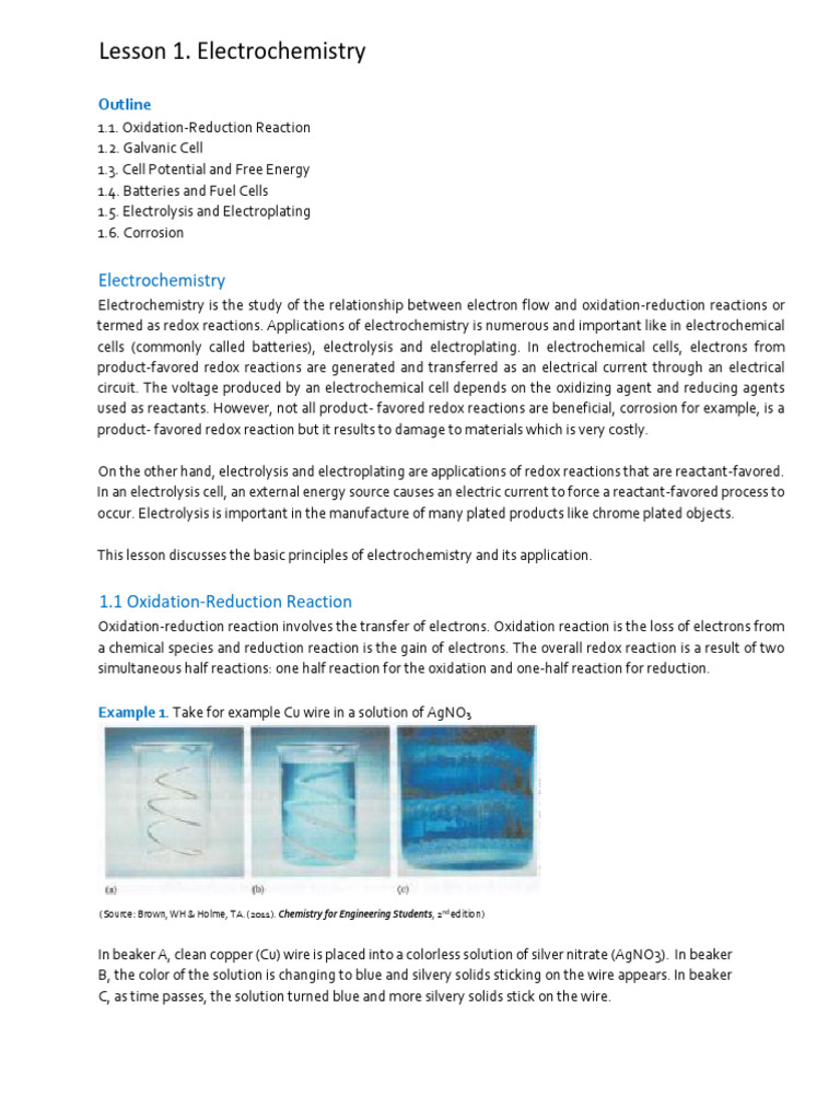 Lesson-1.-Electrochemistry | PDF | Redox | Corrosion